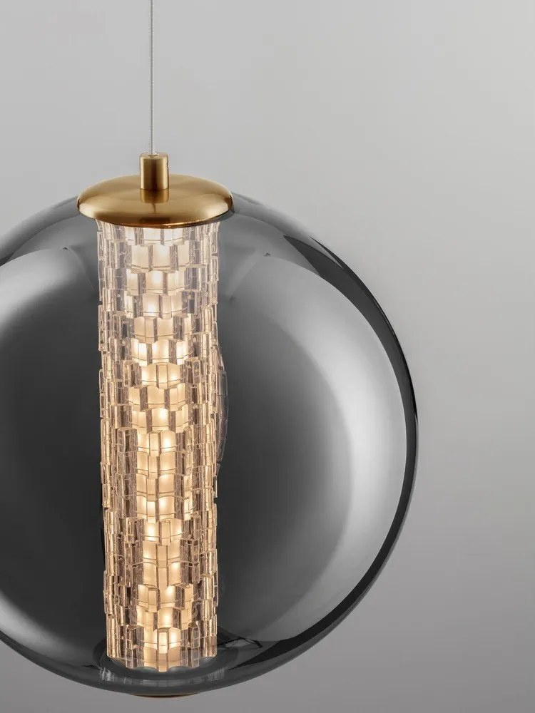 Šedé kovové LED závěsné svítidlo se skleněným stínidlem ø 22 cm Navi – Nova Luce
