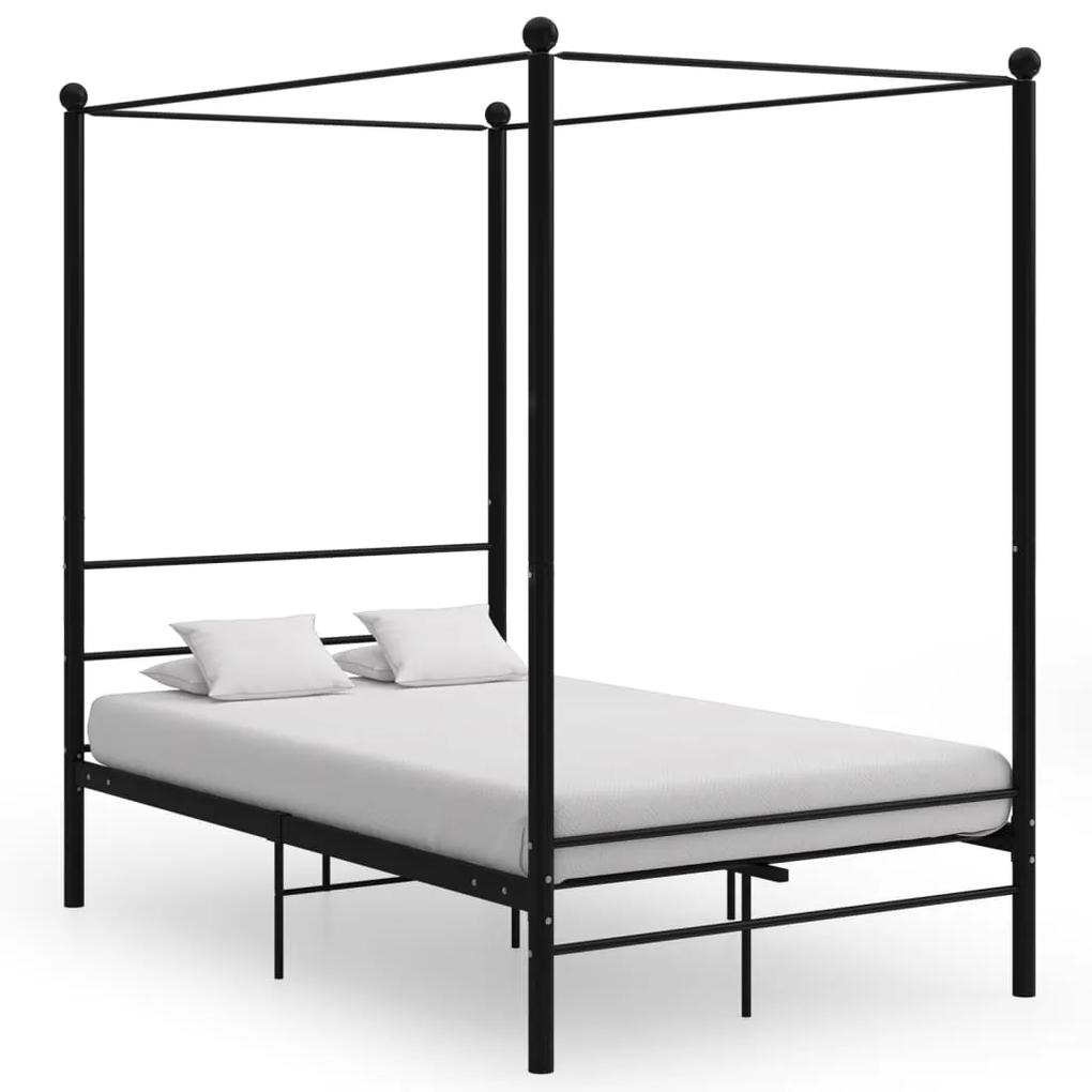 Rám postele s nebesy černý kovový 120 x 200 cm - Default Title