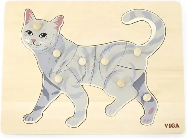Dětské dřevěné puzzle s úchyty Viga Cat