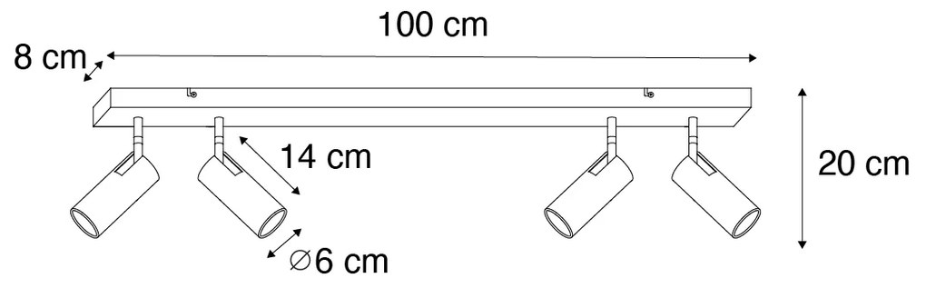 Moderní stropní bodové světlo černé s bronzem 4-světlo nastavitelné - Renna