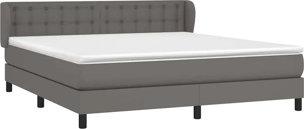 Box spring postel s matrací šedá 180x200 cm umělá kůže 3127329