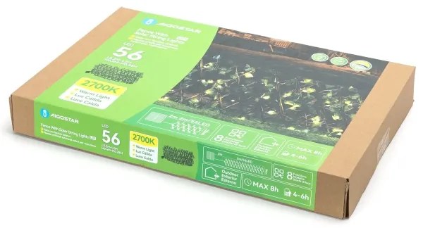 Aigostar - LED Solární řetěz 56xLED/2x0,4m IP65 teplá bílá ivy