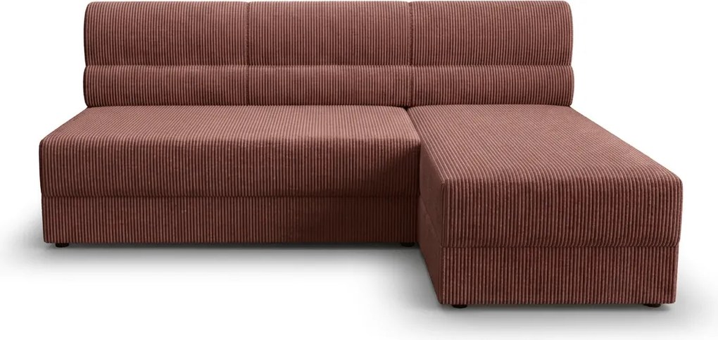 Rozkládací oboustranná sedací souprava do L TAVERO SLIM 201x140 cm, tmavě růžová