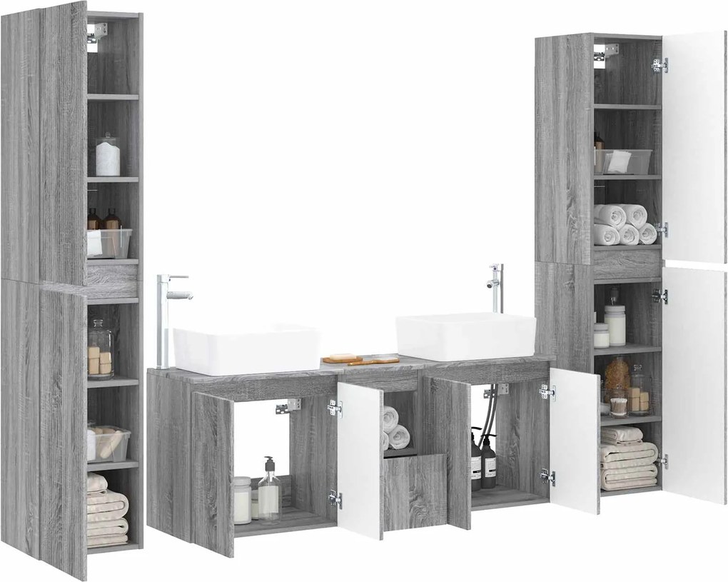 Sada koupelnového nábytku 5 ks Šedý Sonoma 33 x 34,5 x 160 cm 3406039