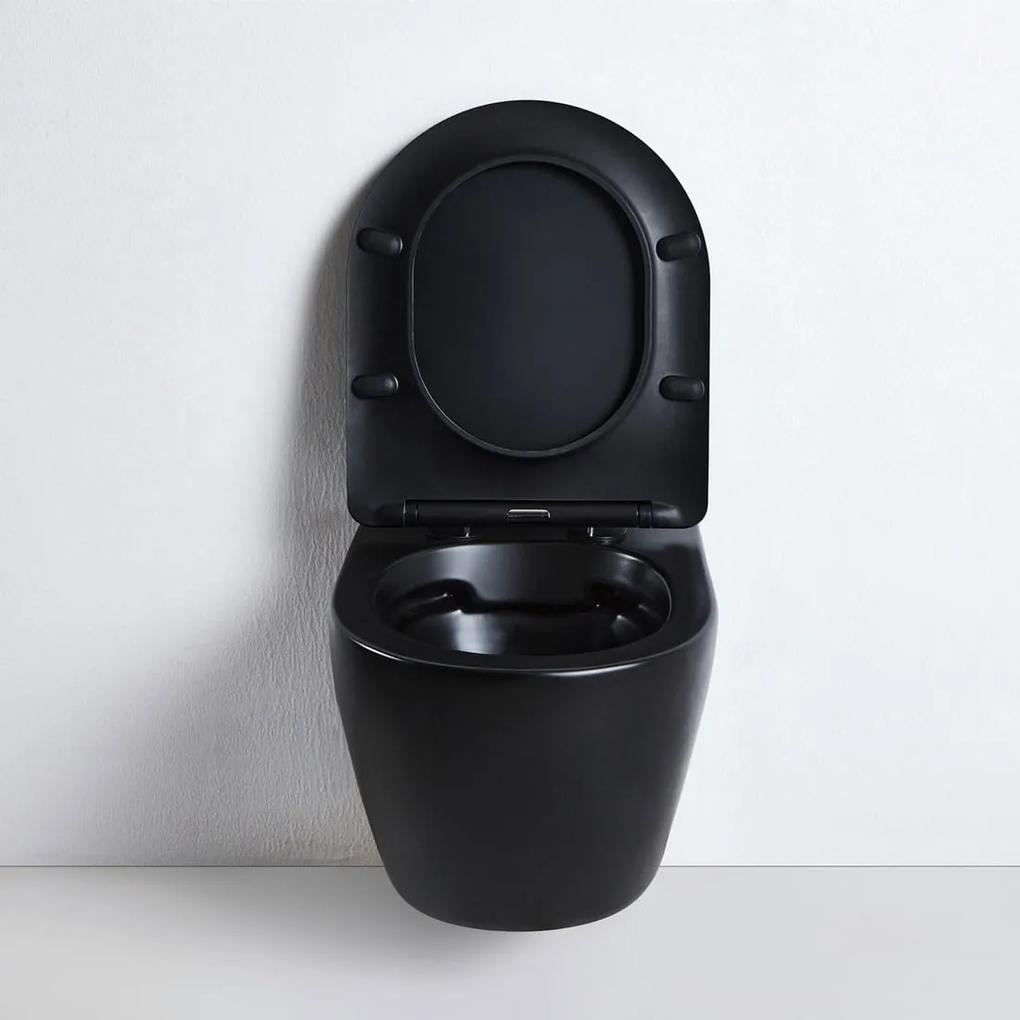 Aplomo Palermo Black WC závěsné se sedátkem, rimless