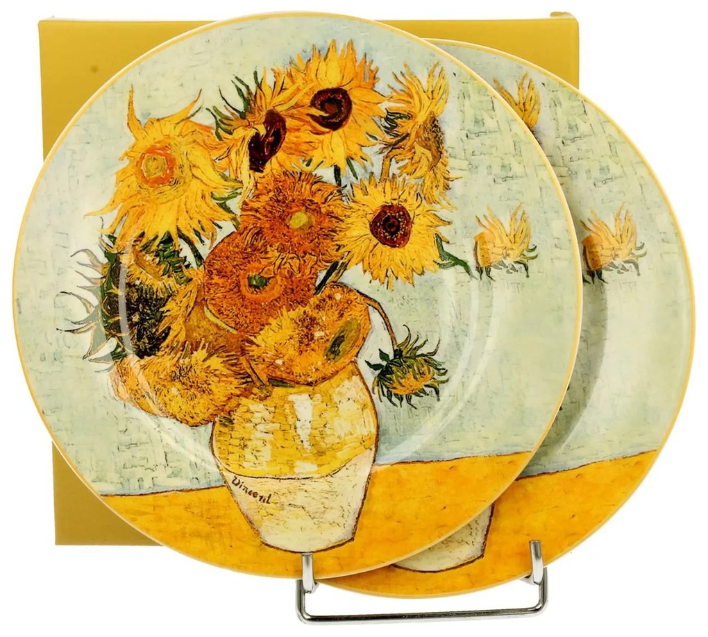Porcelánový dezertní talíř Van Gogh Sunflowers, (fi) 19 cm, sada 2ks
