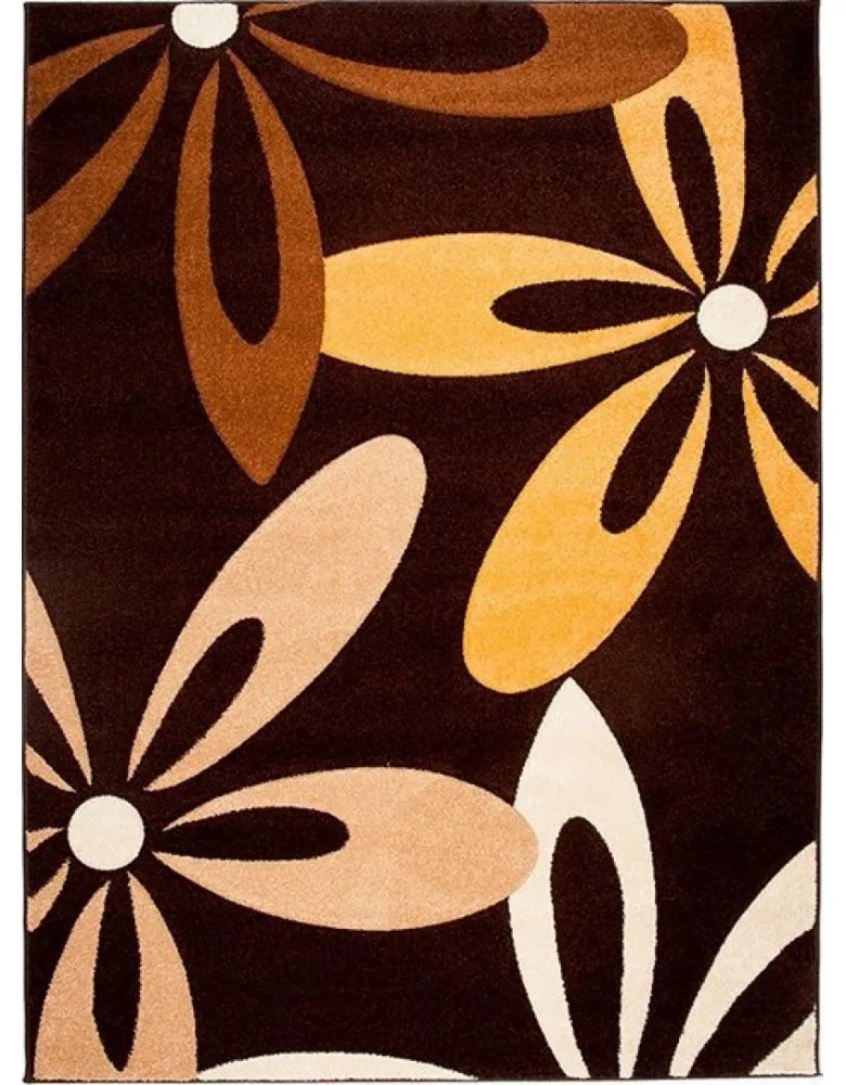 Kusový koberec eko Velké květy 2 hnědý, Velikosti 60x100cm
