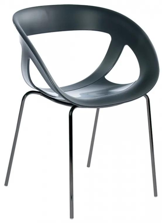 Zahradní židle Amon, plast/chrom, černá