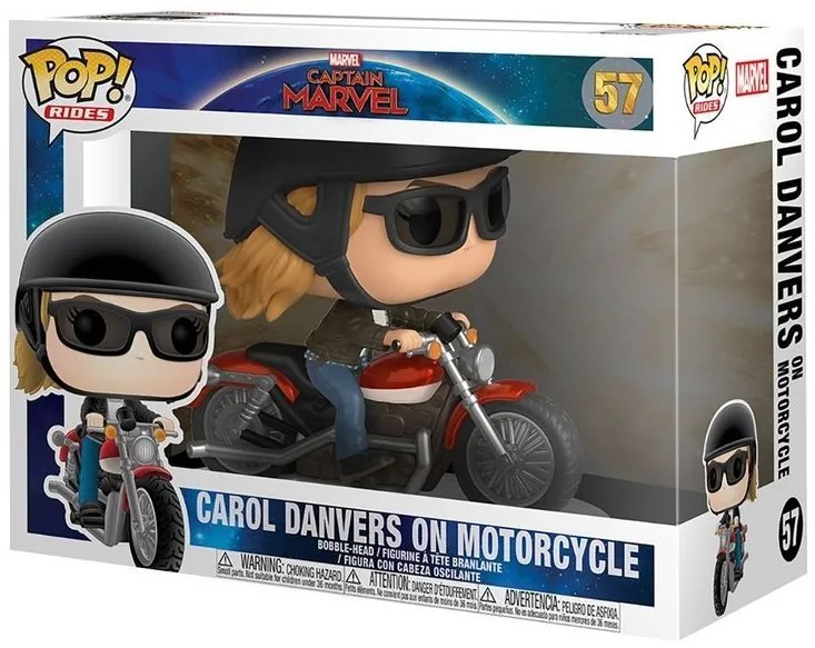 Funko pop! 57 ride: marvel - captain marvel - carol danvers on motorcycle