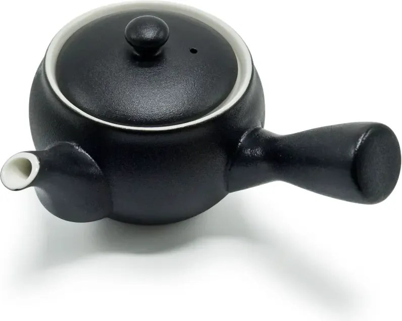 Porcelánová čajová souprava Kuro pro 2, 400 ml – japonský kjúsu s bočním úchopem