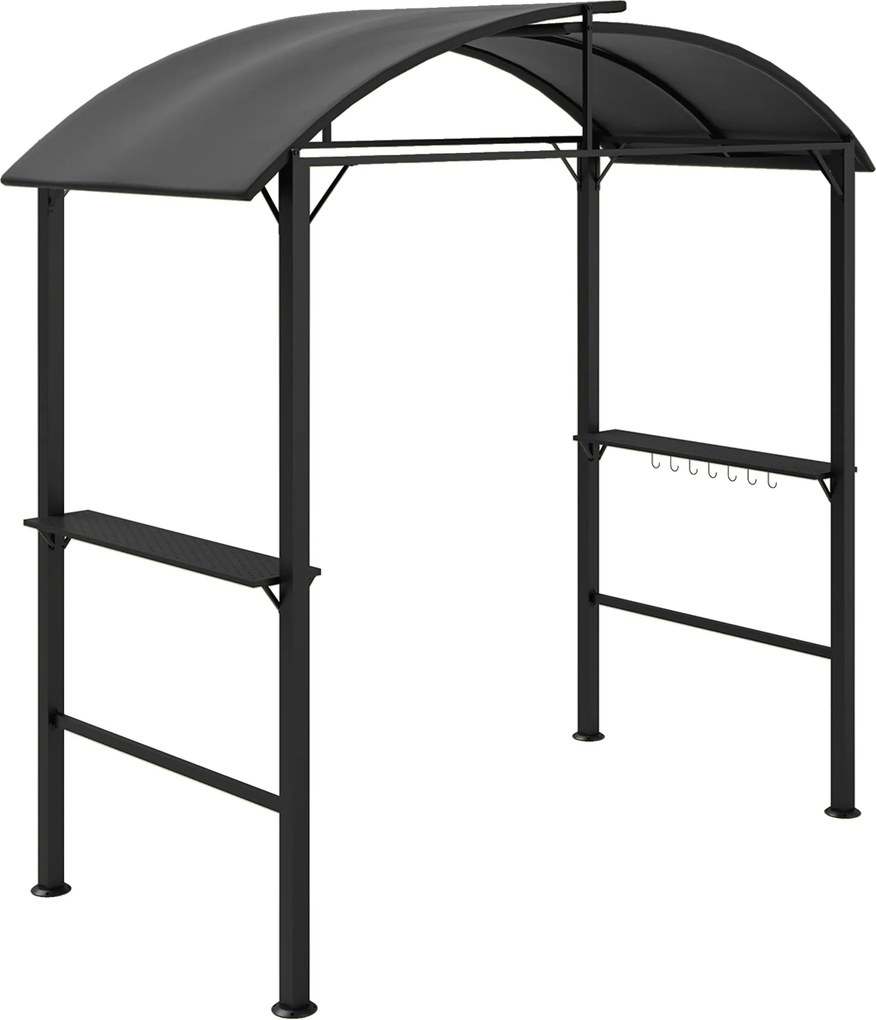 Outsunny BBQ Pavilon 233 x 110 x 235 cm Větruvzdorný Zahradní Pavilon s Dvojitou Střechou, Policemi, Zahradní Pavilon s UV Ochrannou, BBQ Pavilon z Oc