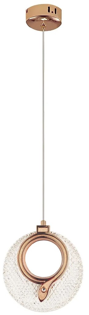 Toolight Toolight, LED křišťálové závěsné svítidlo 18x17cm, 12W, 3000K, LHJ110-1CP, růžové zlato, OSW-60051