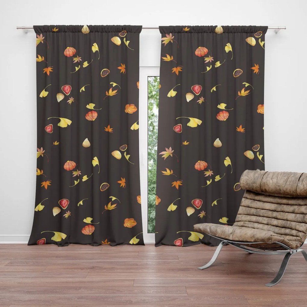 Sablio Závěs Podzim na černé: 2ks 140x250cm