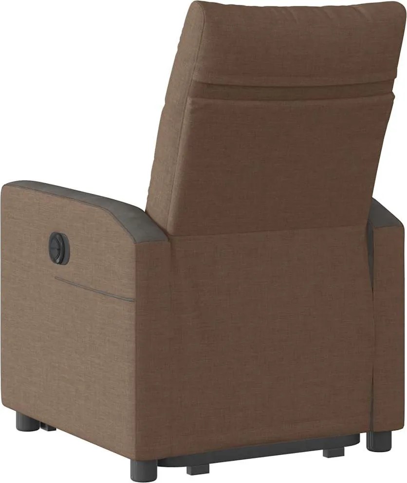 Elektrické zvedací polohovací křeslo hnědé textil 3324069