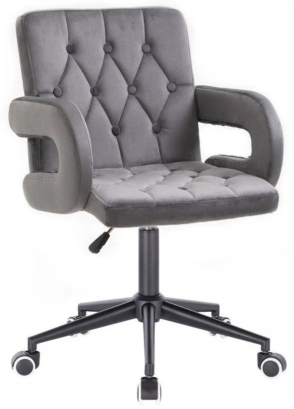 LuxuryForm DESIGN Otočná židle BOSTON VELUR na černé podstavě s kolečky - šedá