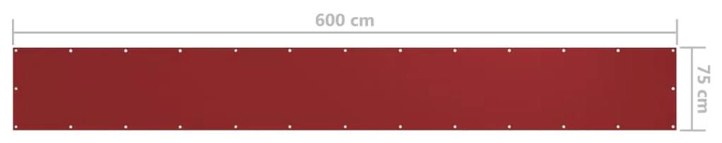 Balkónová zástěna červená 75 x 600 cm oxfordská látka