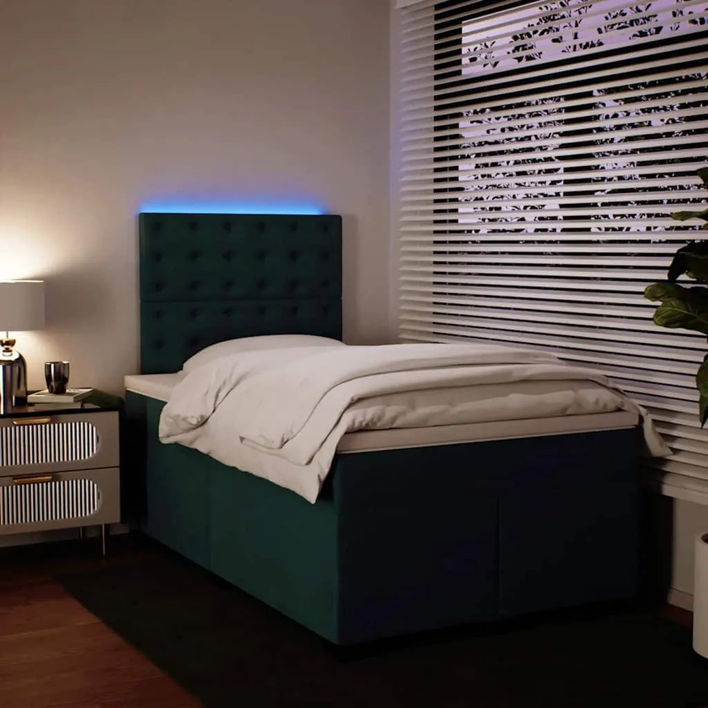 Box spring postel s matrací tmavě zelená 120x190 cm samet 3293173