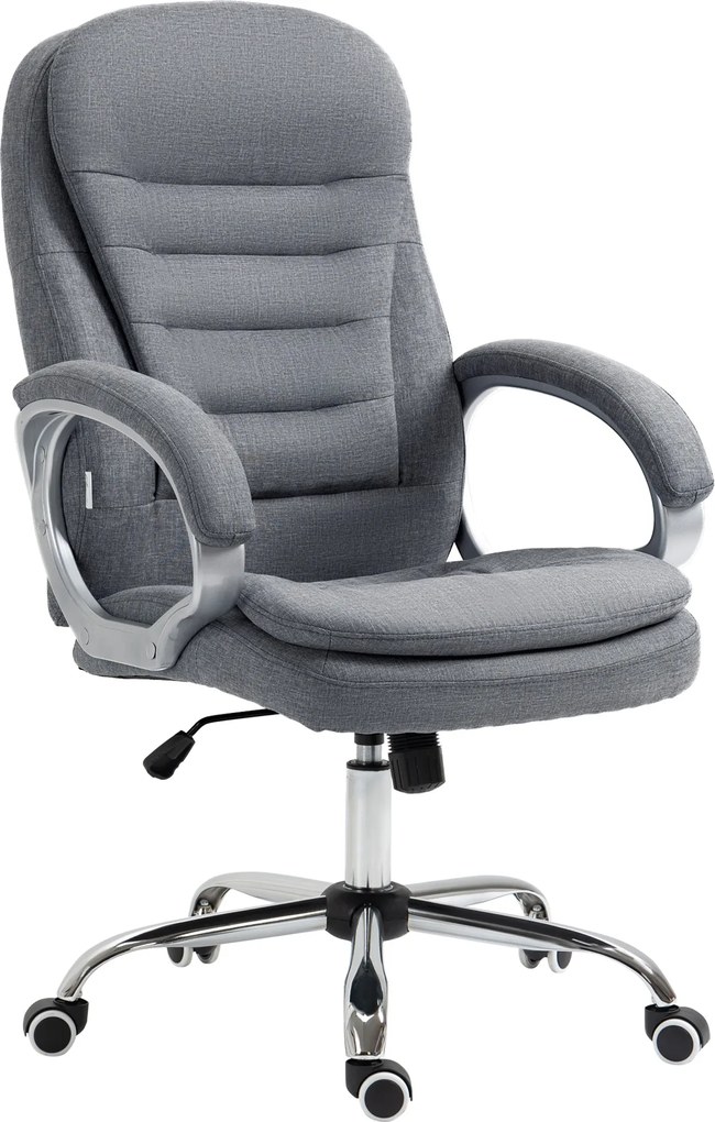 Vinsetto Kancelářská Židle Pracovní Židle Stolicová Židle Otočná Židle 360° Ergonomická Houpací Funkce Výškově Nastavitelná Šedá Látka 64 x 75 x 111-1
