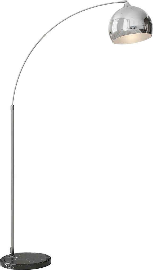 HOMCOM Stojací lampa, 40 W, 100-115L x 30W x 170-180H cm, výškově nastavitelná, otočná, oblouková lampa s žárovkou, patice E27, stříbrná