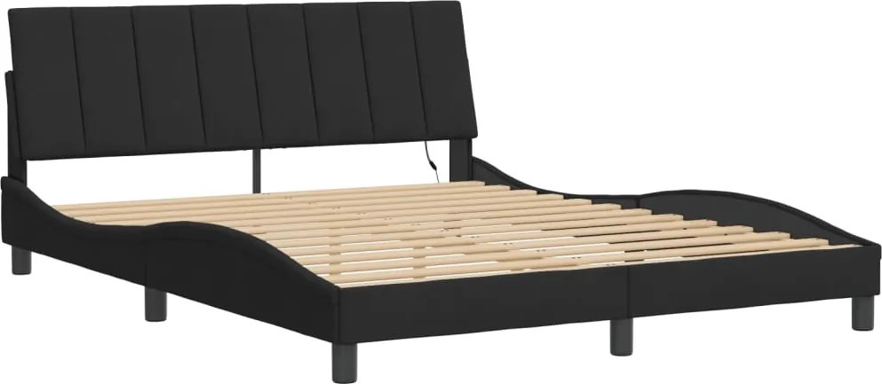 Rám postele s LED osvětlením bez matrace Hanko černý 160 x 200 cm samet 3213789