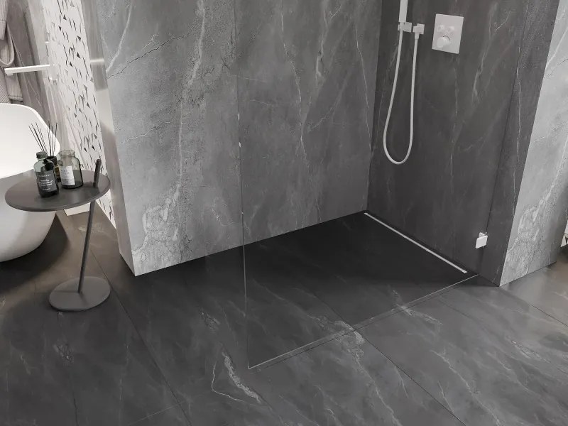 Mexen Lunar L, sprchová stěna pravá 100 x 200 cm, 8mm čiré sklo, bílý profil, 830L-100-000-20-00-P