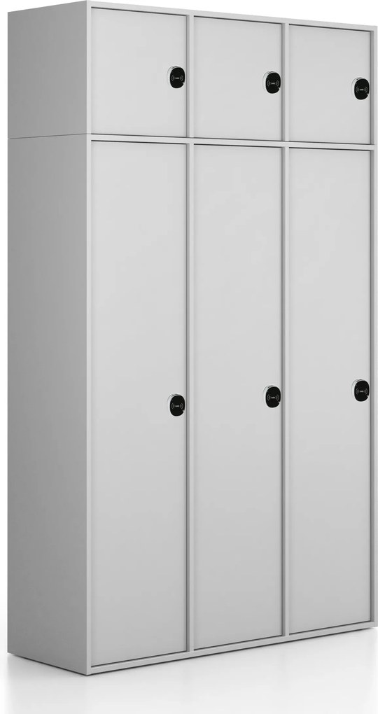 Nástavba pro skříně FRAME, 3x dveře, 1299 x 450 x 427 mm, RFID zámek, šedá