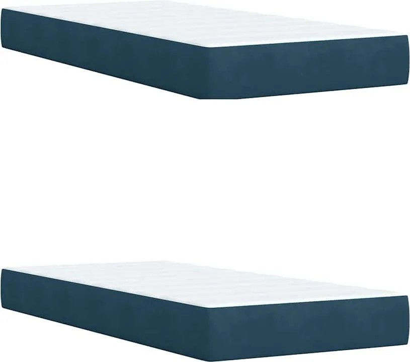 Box spring postel s matrací modrá 200 x 200 cm samet 3287834