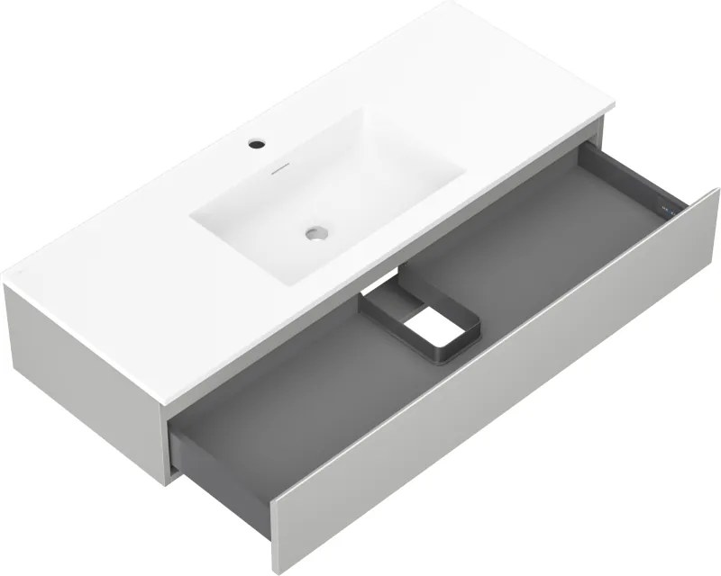 Mexen Orio, koupelnová skříňka 120 cm s umyvadlem Otis, 1 zásuvka, šedá matná/bílá matná, 91A10-12023-1-BF62-W18M01