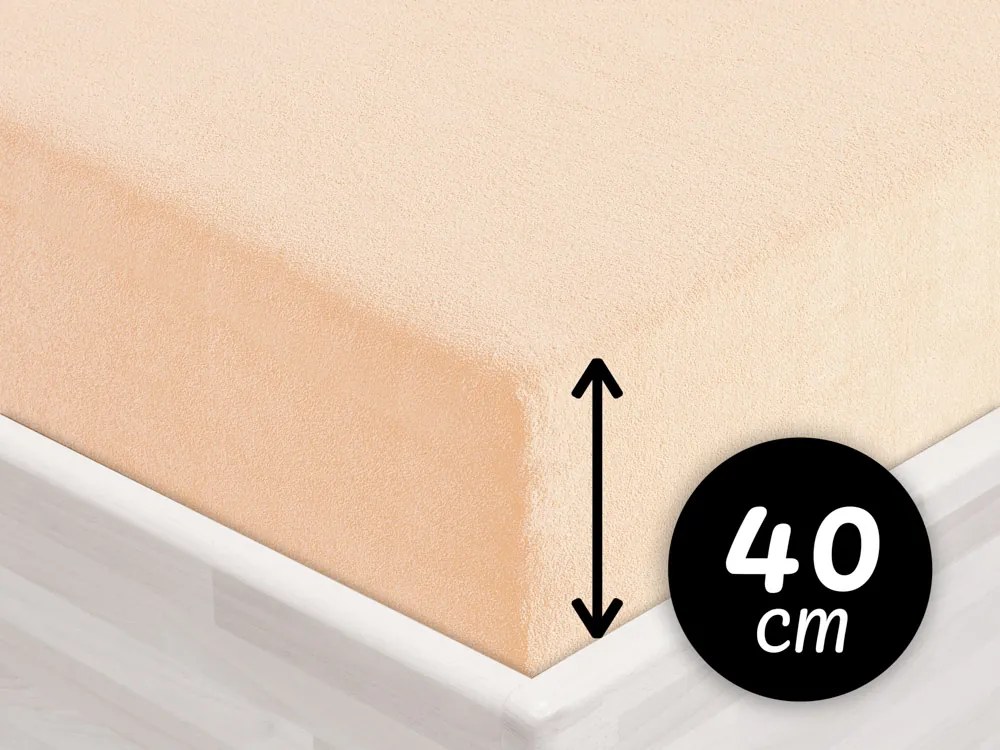 Froté napínací prostěradlo na extra vysokou matraci FR-021 Pudrové 100 x 200 - výška 40 cm