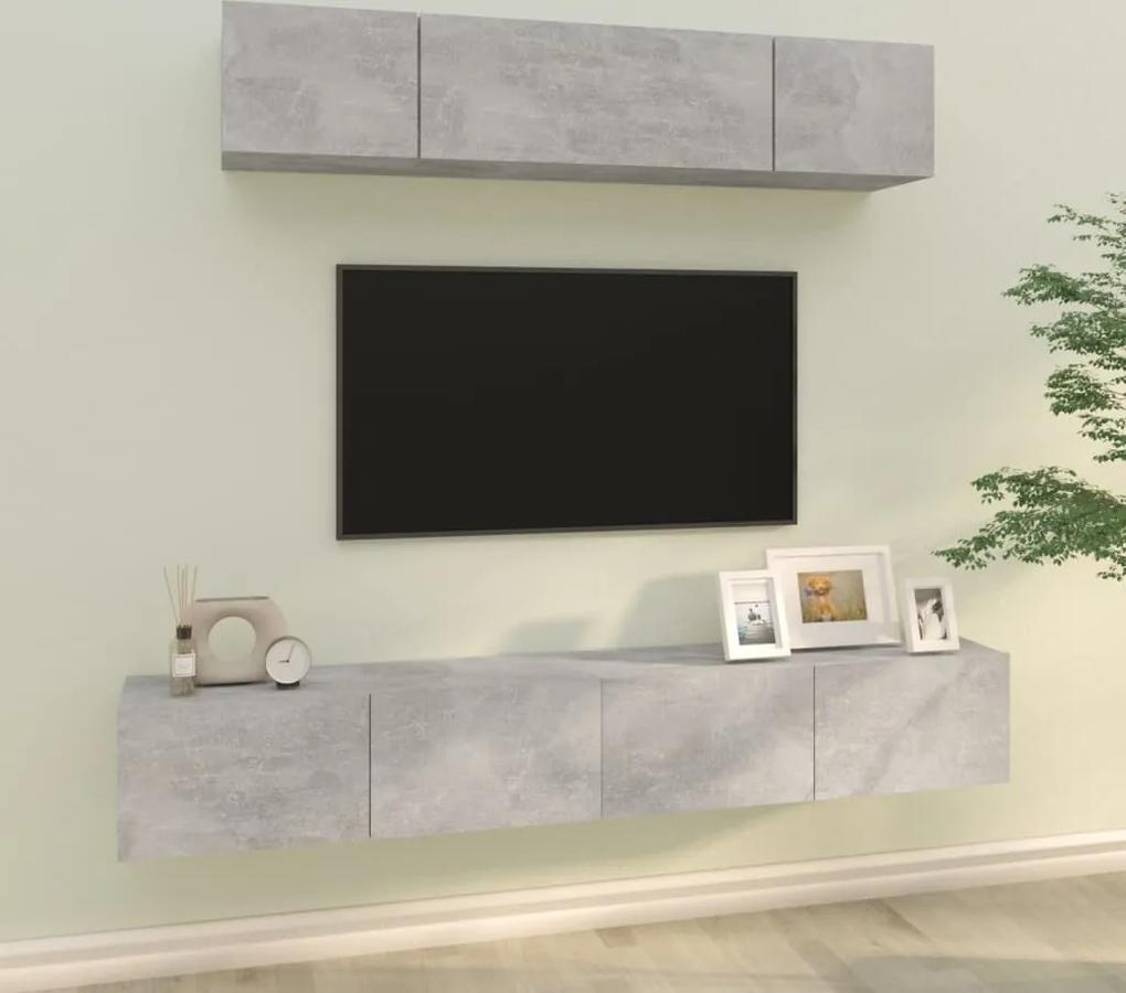 vidaXL 4dílný set TV skříněk kompozitní dřevo [3114529] Barva: Betonová šedá