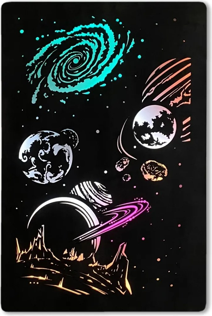 Li-Go "Vesmír" světelný obraz RGB s baterií 60x90cm provedení povrchu: dub světlý