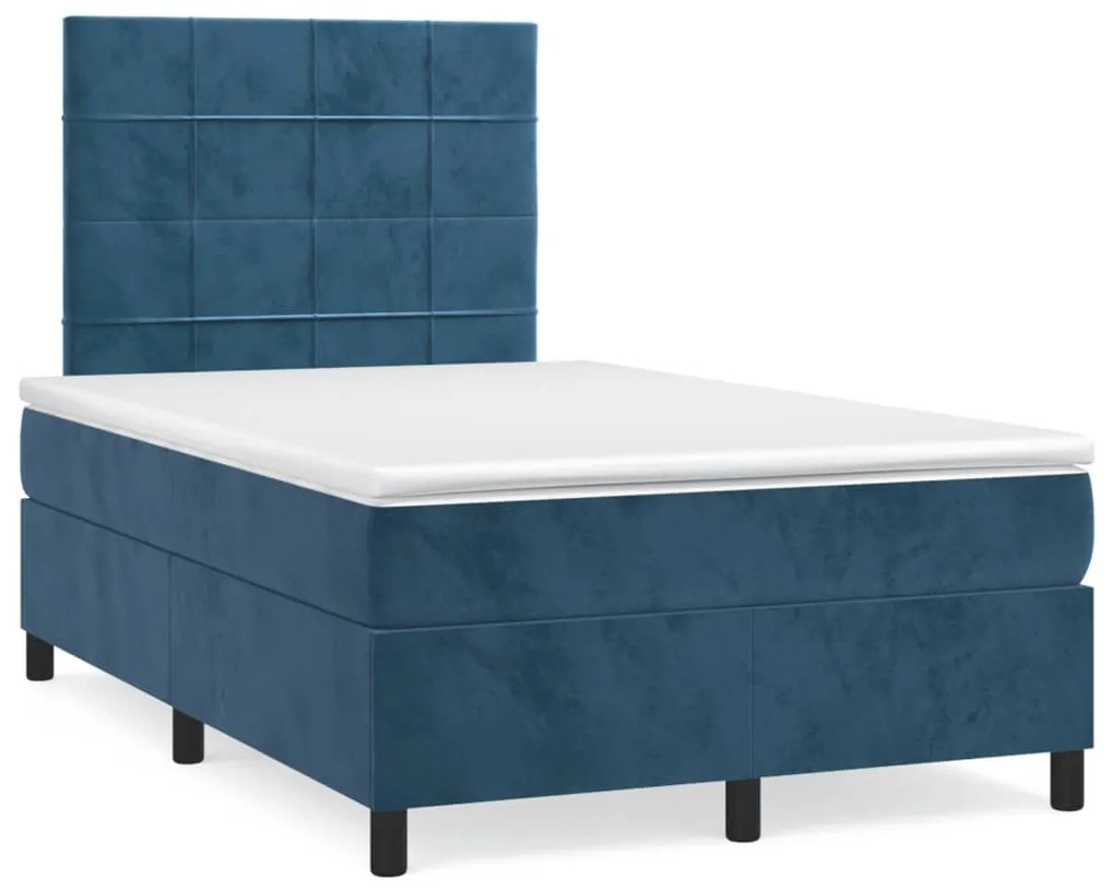 Box spring postel s matrací tmavě modrá 120x190 cm samet