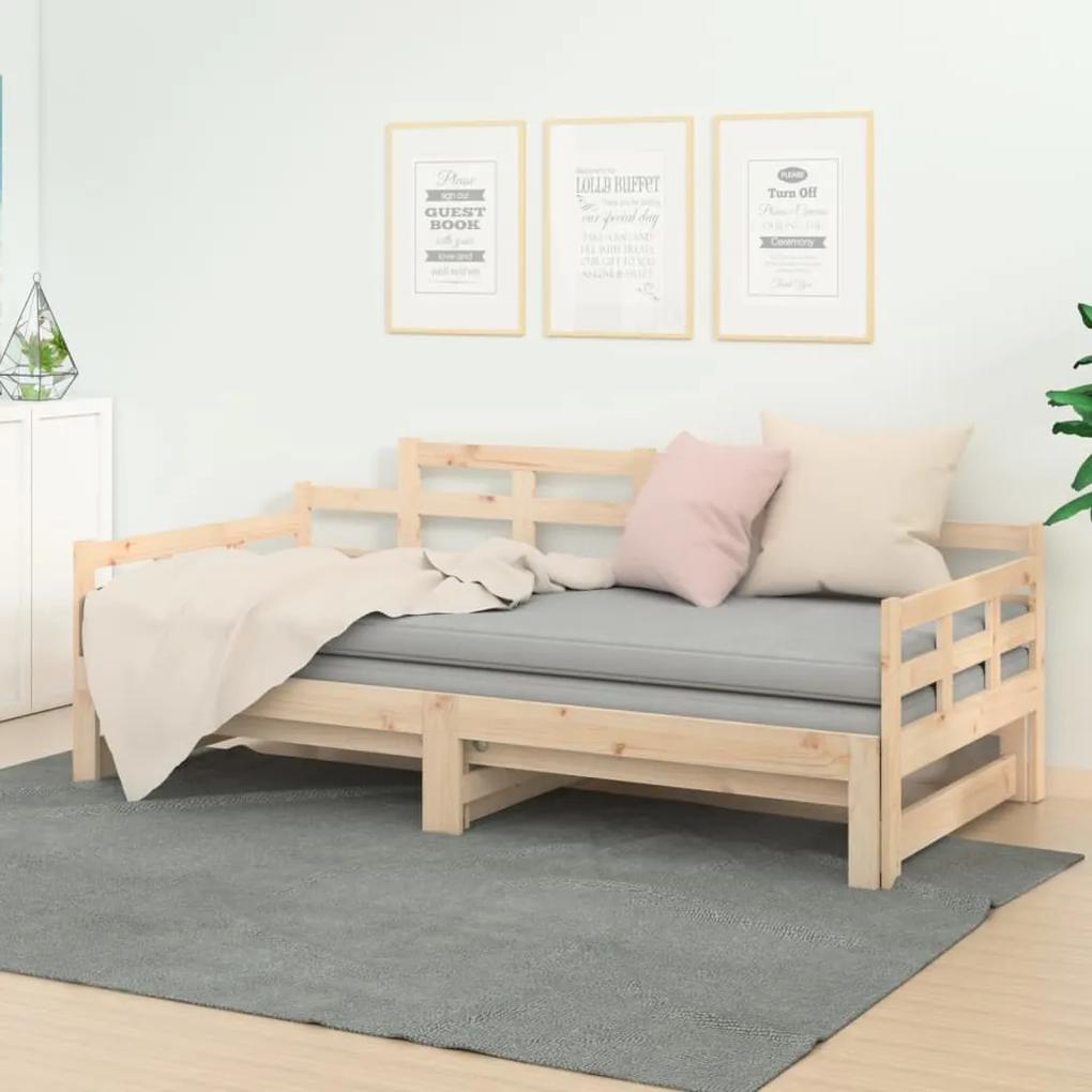 Výsuvná postel masivní borovice 2x (80 x 200) cm,  820347