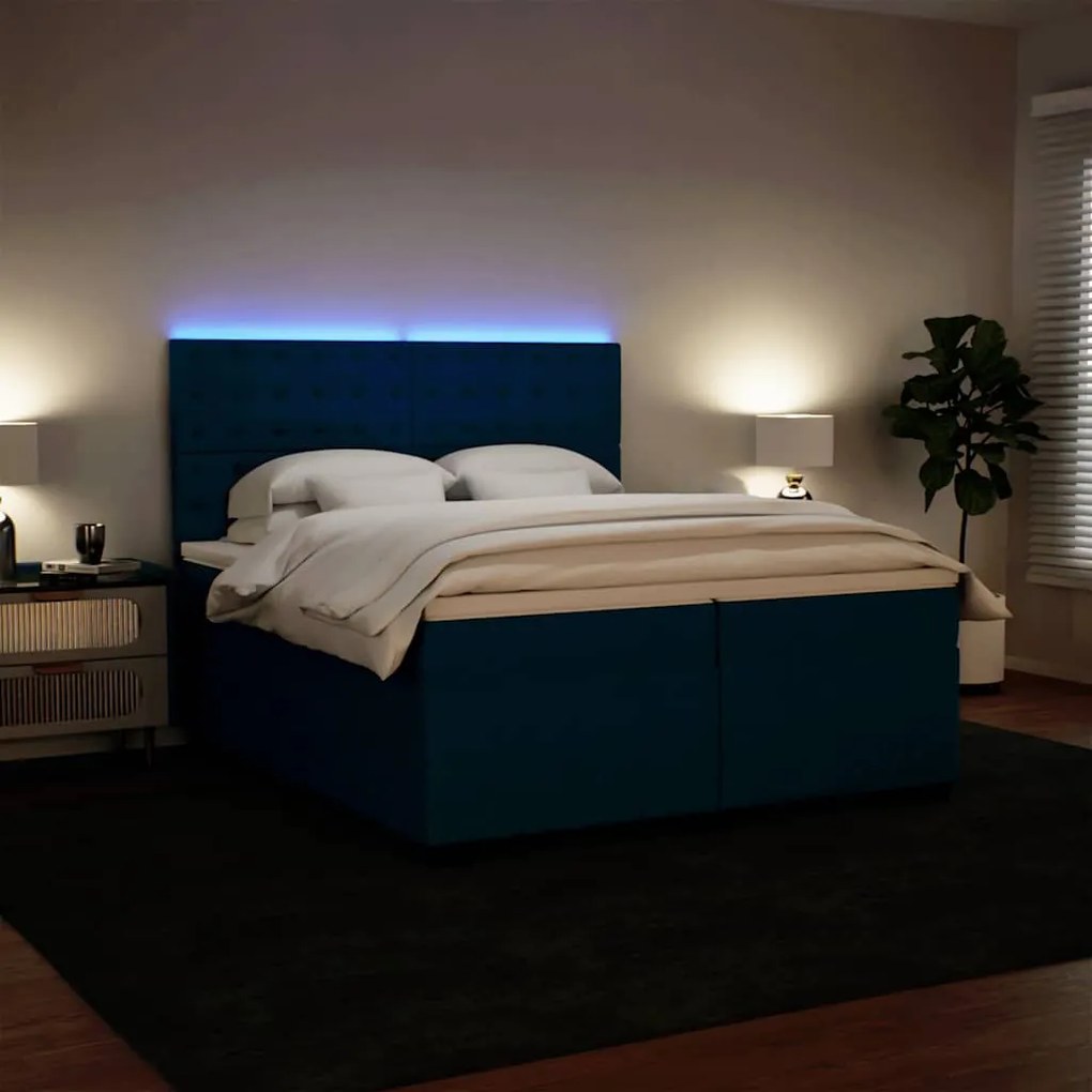 Box spring postel s matrací modrá 200 x 200 cm samet 3293318