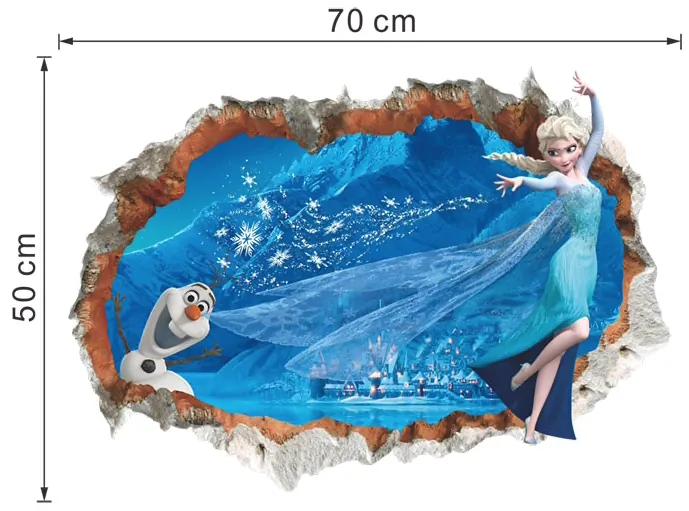 Samolepka na zeď "Elsa a Olaf 2" 50x70cm