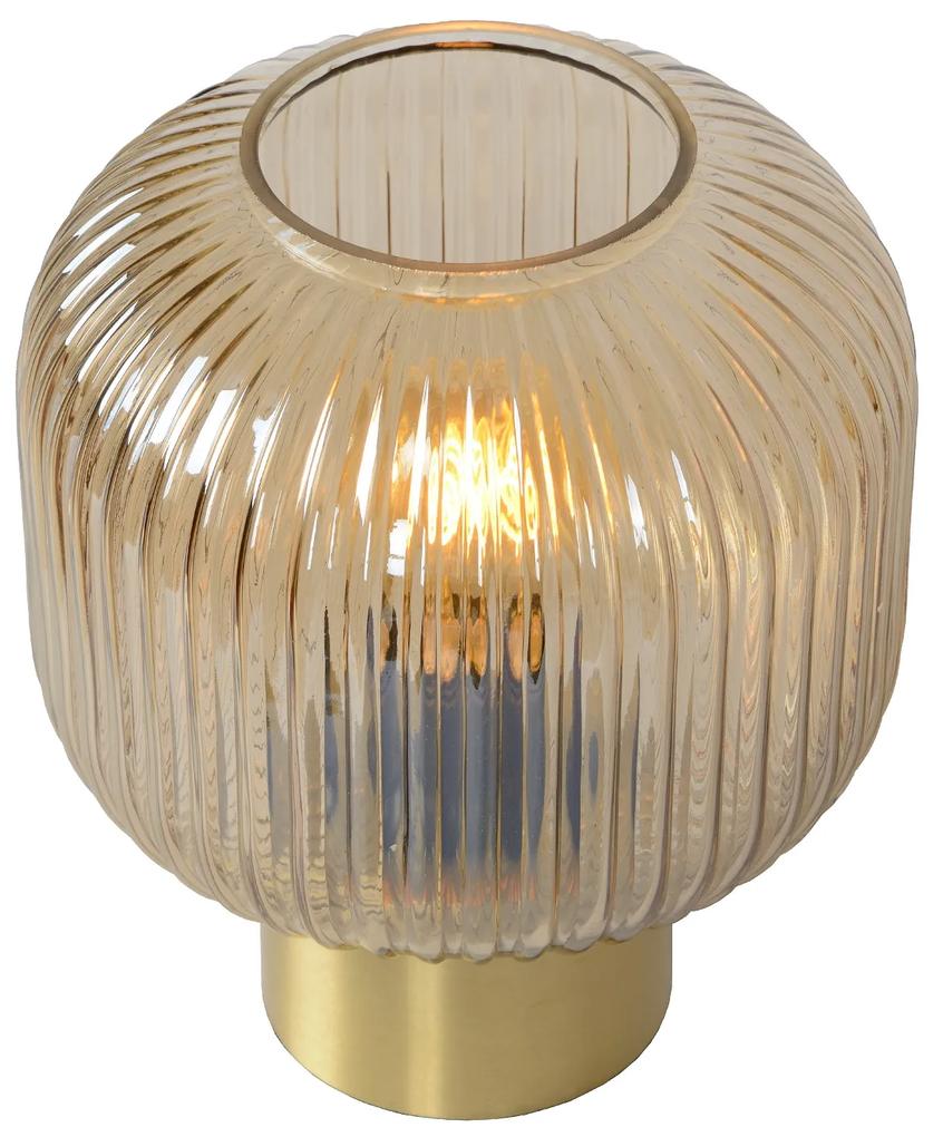 LUCIDE Stolní retro lampa Malot Amber, průměr 20cm