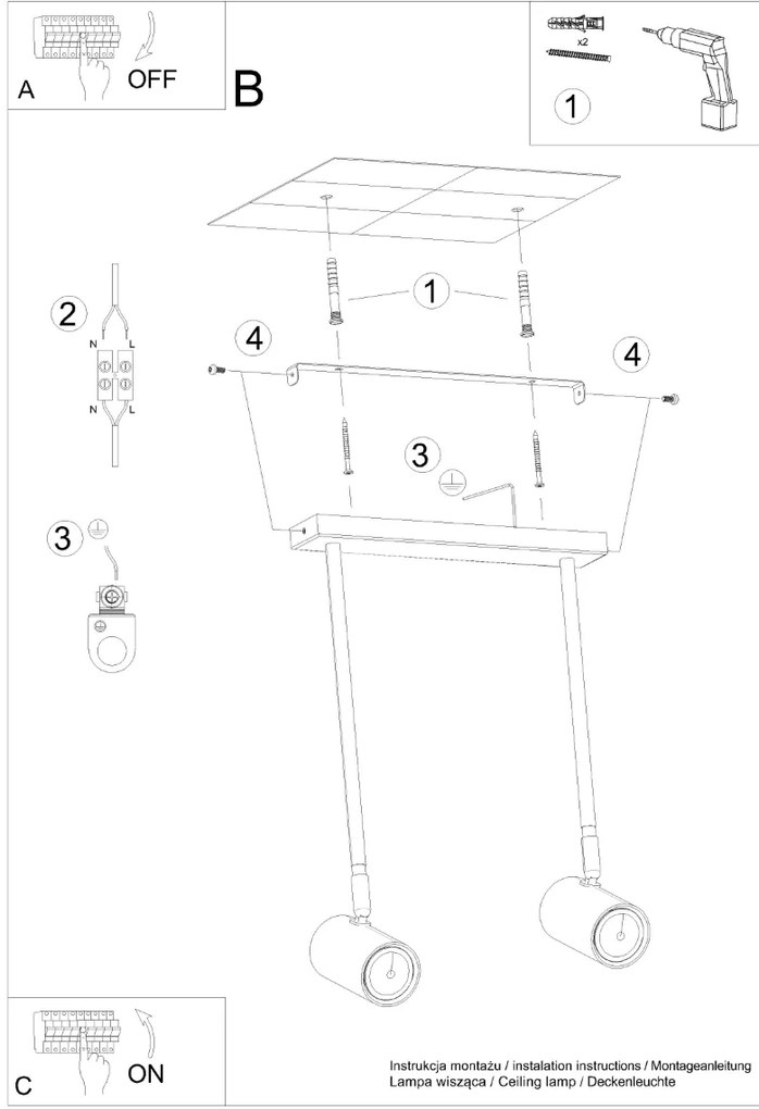 Stropní svítidlo Norano, 2x černé kovové stínítko, (možnost polohování)