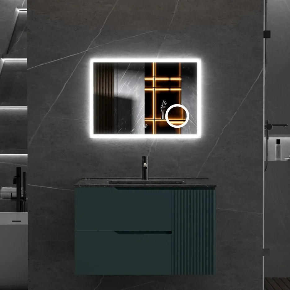 Erga Luna, LED zrcadlo 70x50cm s kosmetickým zrcadlem 3x zvětšení, 1840 lm, 6500K, přední/zadní osvětlení, ERG-V01-124-7050-00
