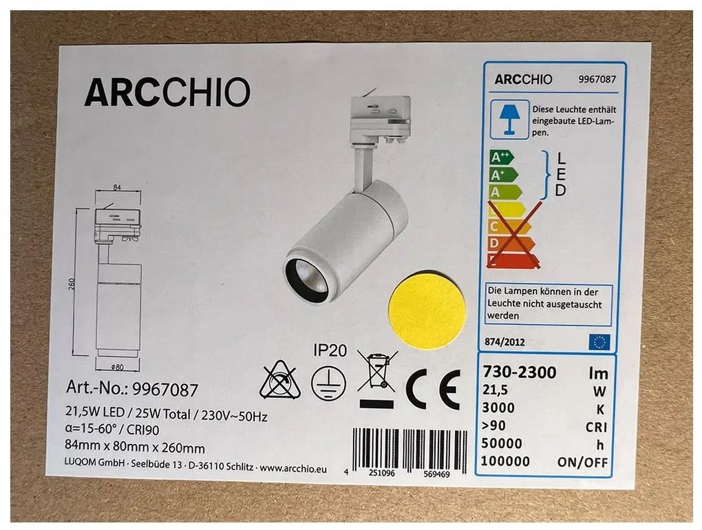 Arcchio Arcchio - LED Bodové svítidlo do lištového systému NANNA LED/21,5W/230V LW0496