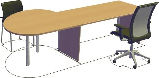 Přísed 120 x 120 cm, ProOffice A, pravý, třešeň