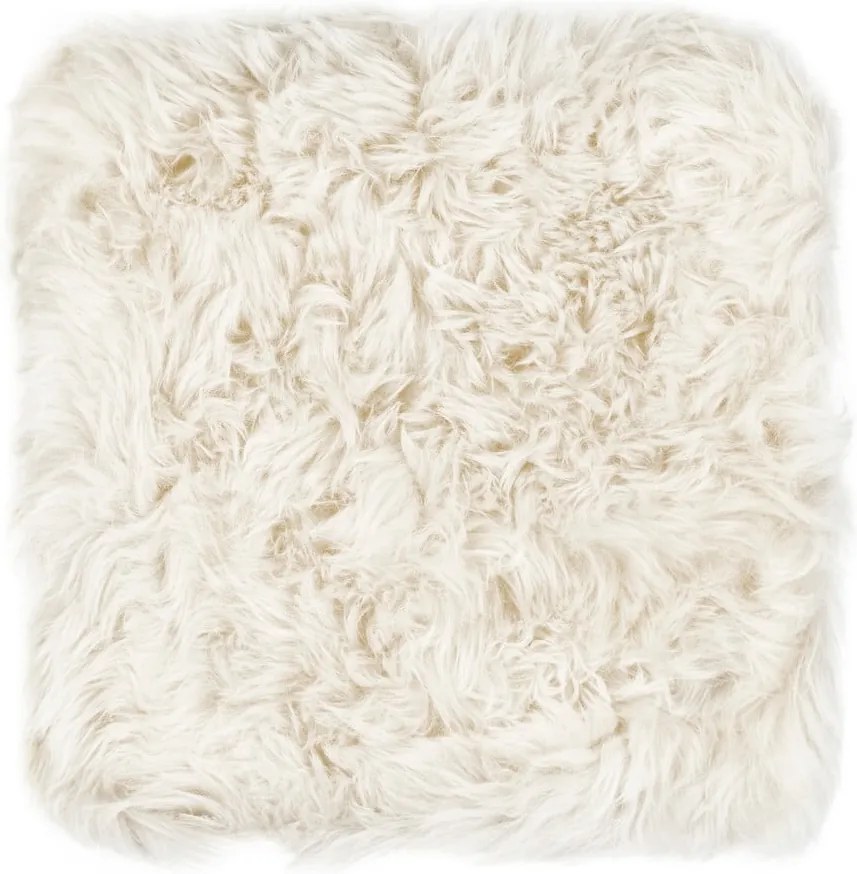 Bílý sedák z ovčí kožešiny na jídelní židli Royal Dream, 40 x 40 cm