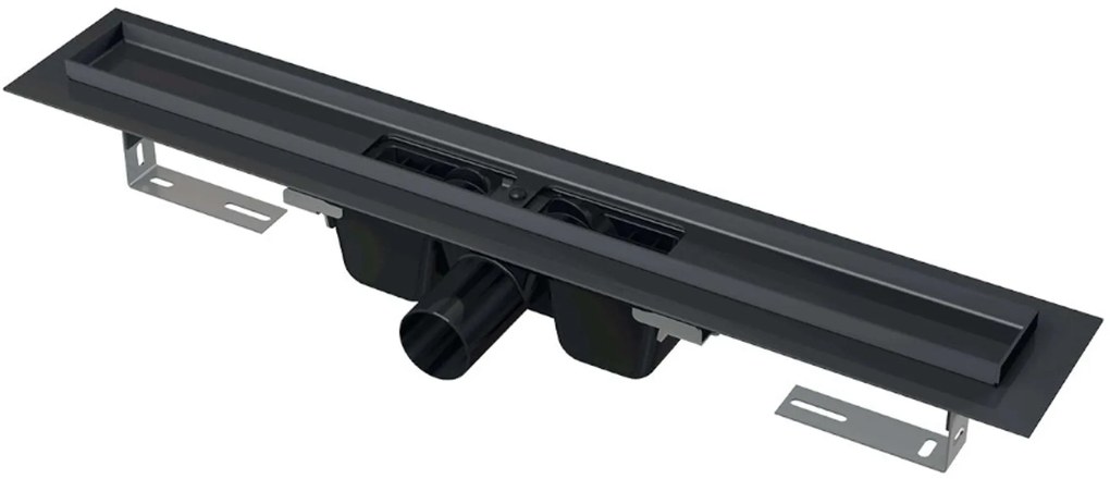 Alca - Sprchový žlab 145 cm, s okrajem pro perforovaný rošt, černá mat APZ1BLACK-1450