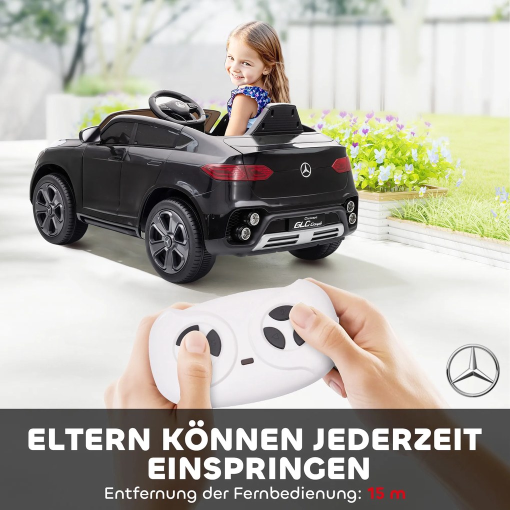 AIYAPLAY Elektromobil pro děti, 12V dětské auto s dálkovým ovládáním, LED světla, hudba, 3 rychlosti, 3-6 let, černé
