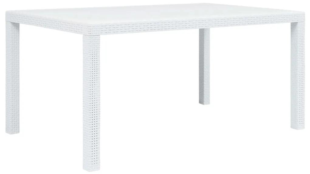 Zahradní stůl bílý 150 x 90 x 72 cm plastový ratanový vzhled,  45604