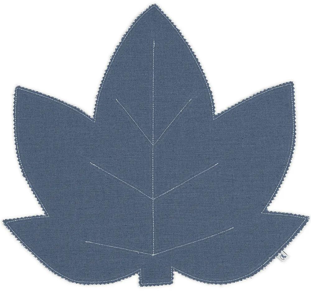 Lněné prostírání javorový list džínová se stříbrem 37x37cm