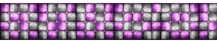 DIMEX | Fototapeta do kuchyně Kovové kachličky KI-350-078 | 350 x 60 cm | fialová, metalická, šedá