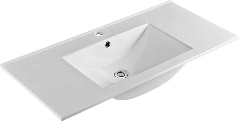 Mereo Mereo, Opto, koupelnová skříňka s keramickým umyvadlem 101 cm, bílá, dub, bílá/dub, černá, CN912