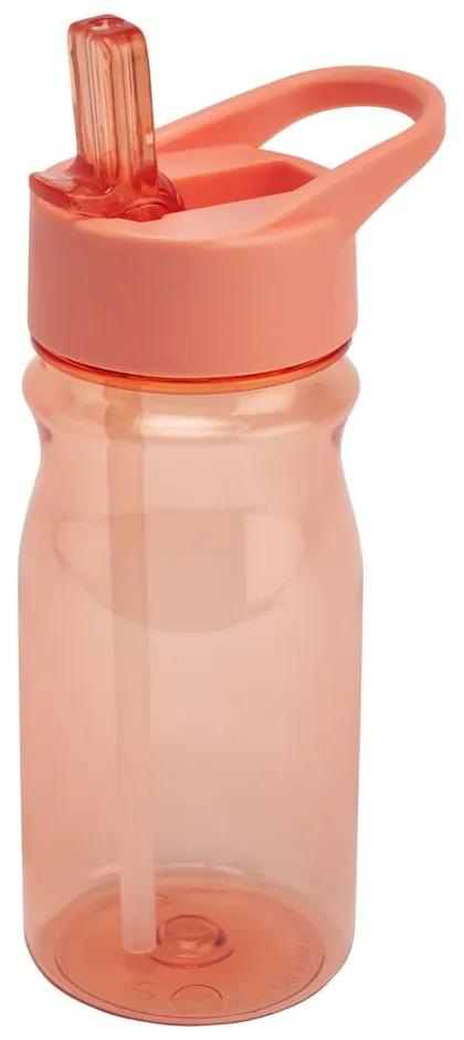Oranžová lahev s víkem a brčkem Addis Bottle Coral, 500 ml
