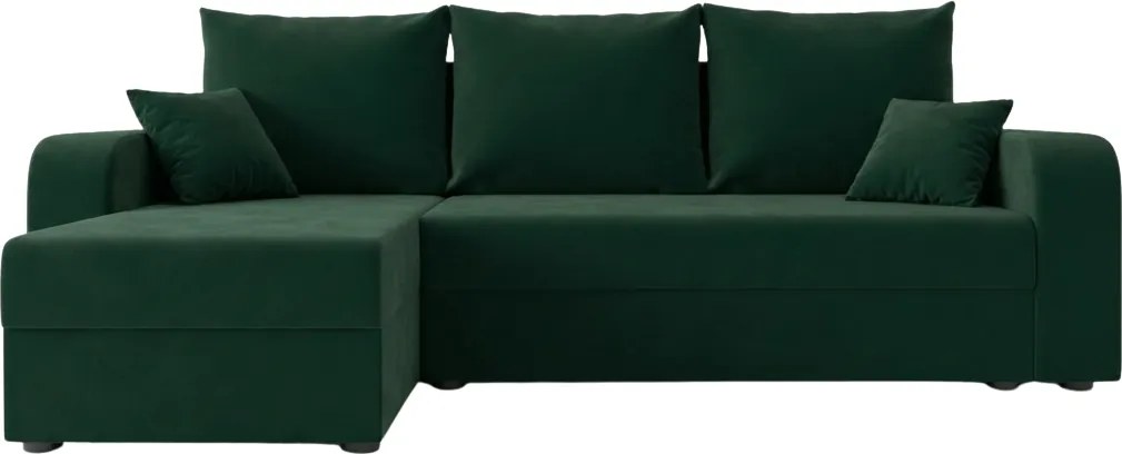 Rozkládací oboustranná sedací souprava do L VALERIO 238x140 cm, tmavě zelená + 2 polštářky ZDARMA
