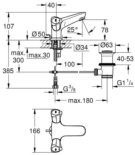 Grohe Costa L Baterie umyvadlová jednootvorová, chrom 21390001